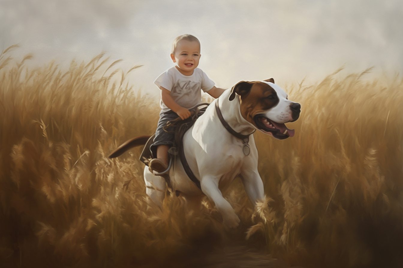 Toddlers riding Dogs – Digital and AI Art