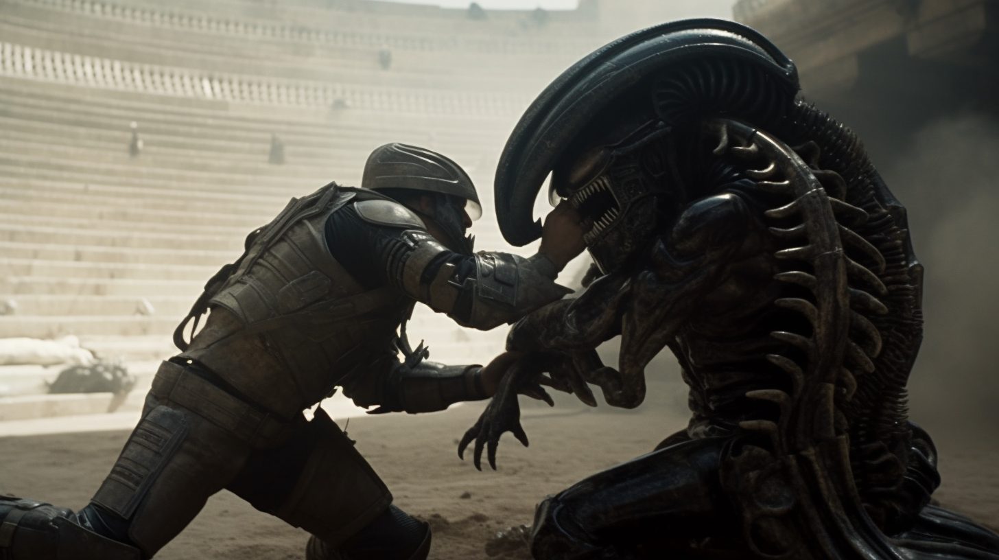 Aliens Vs Gladiators – Digital and AI Art