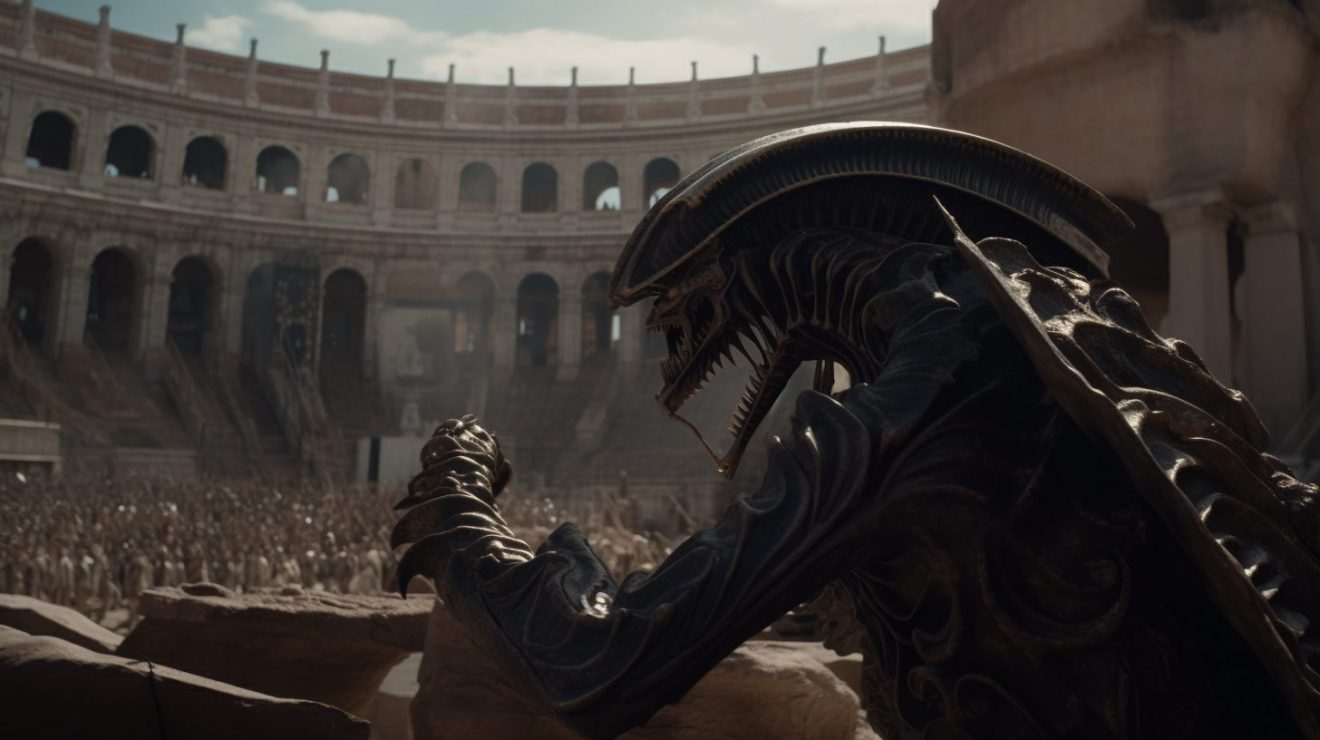 Aliens Vs Gladiators – Digital and AI Art