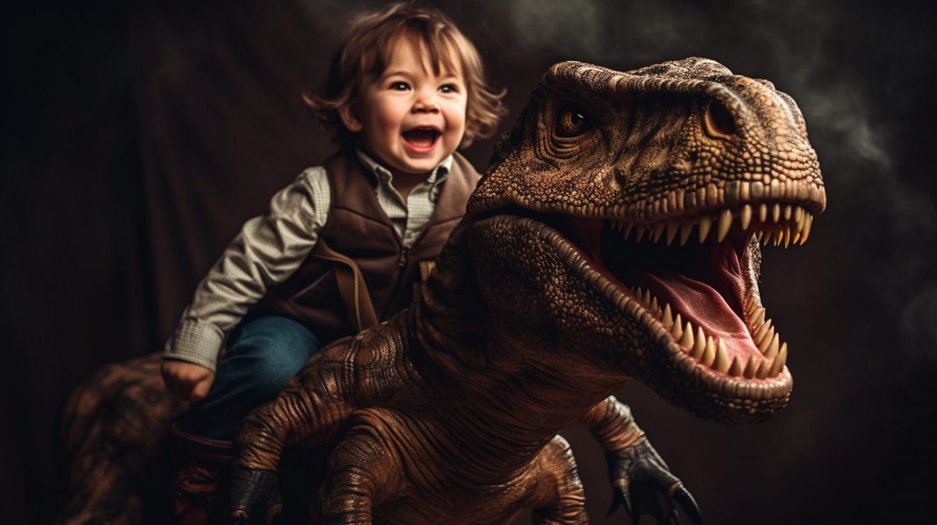 Kids Riding Dinosaurs – Digital and AI Art