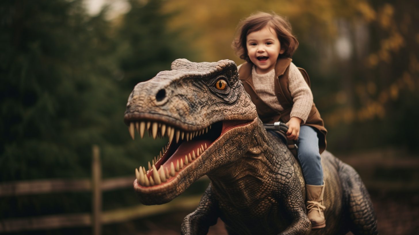 Kids Riding Dinosaurs – Digital and AI Art