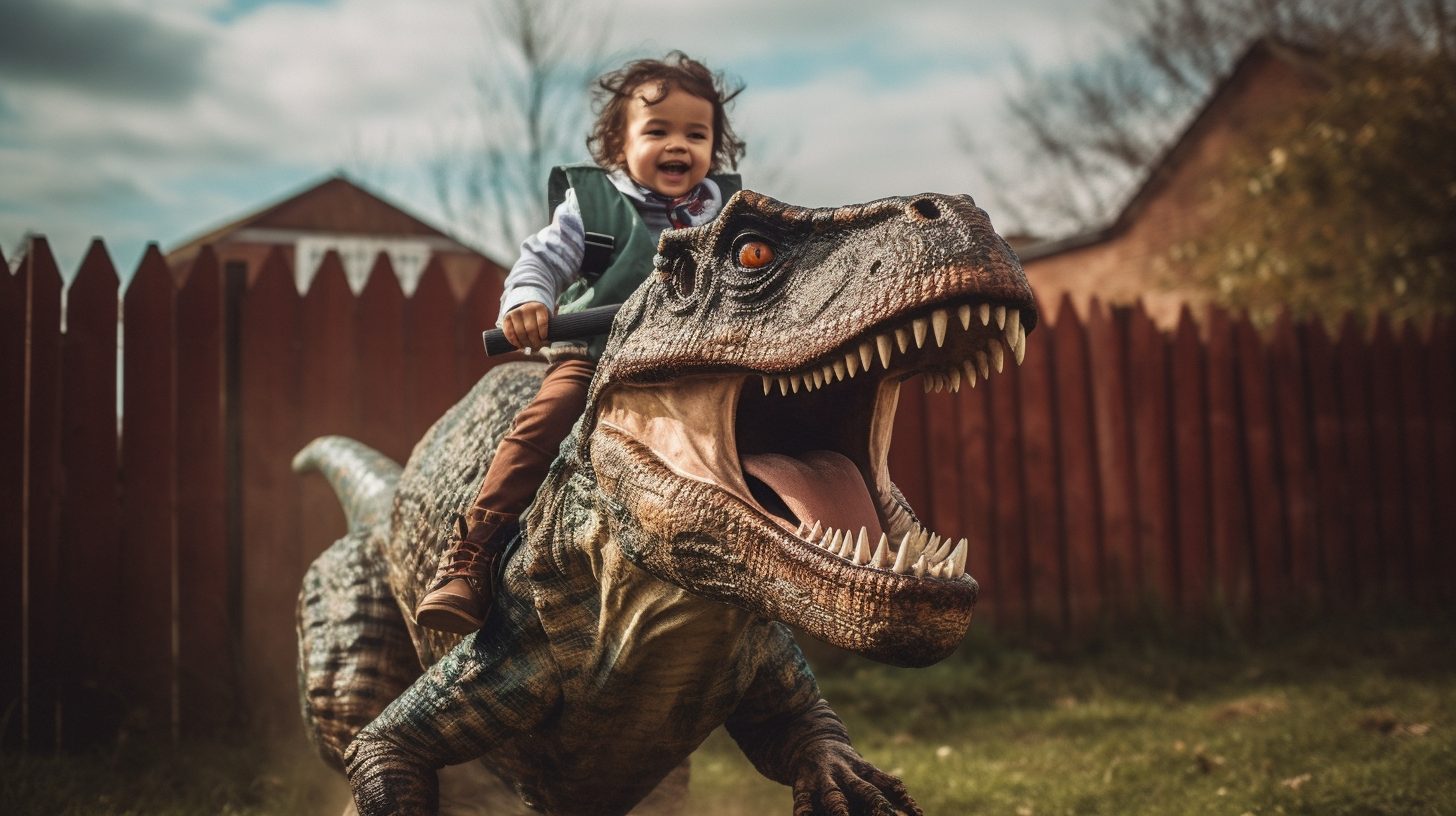 Kids Riding Dinosaurs – Digital and AI Art